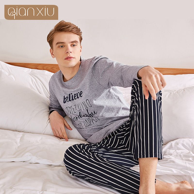 Spring Autumn Homewear Men Casual Pajama sets Male... – Grandado