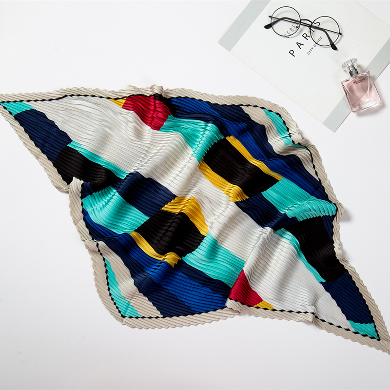 Women Small Silk Square Scarf Crinkle Hair Scarfs ... – Vicedeal