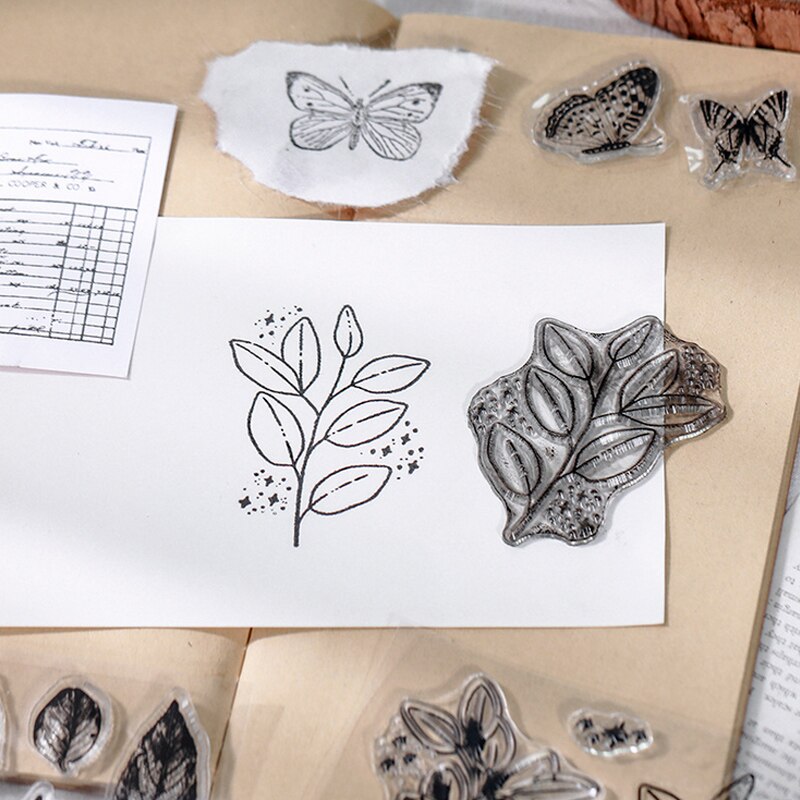 Vintage Butterfly Flower Plant Clear Stamp Diy Dec... – Vicedeal