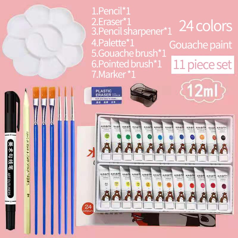 Gouache paint set for beginners 24/12 color studen... – Grandado