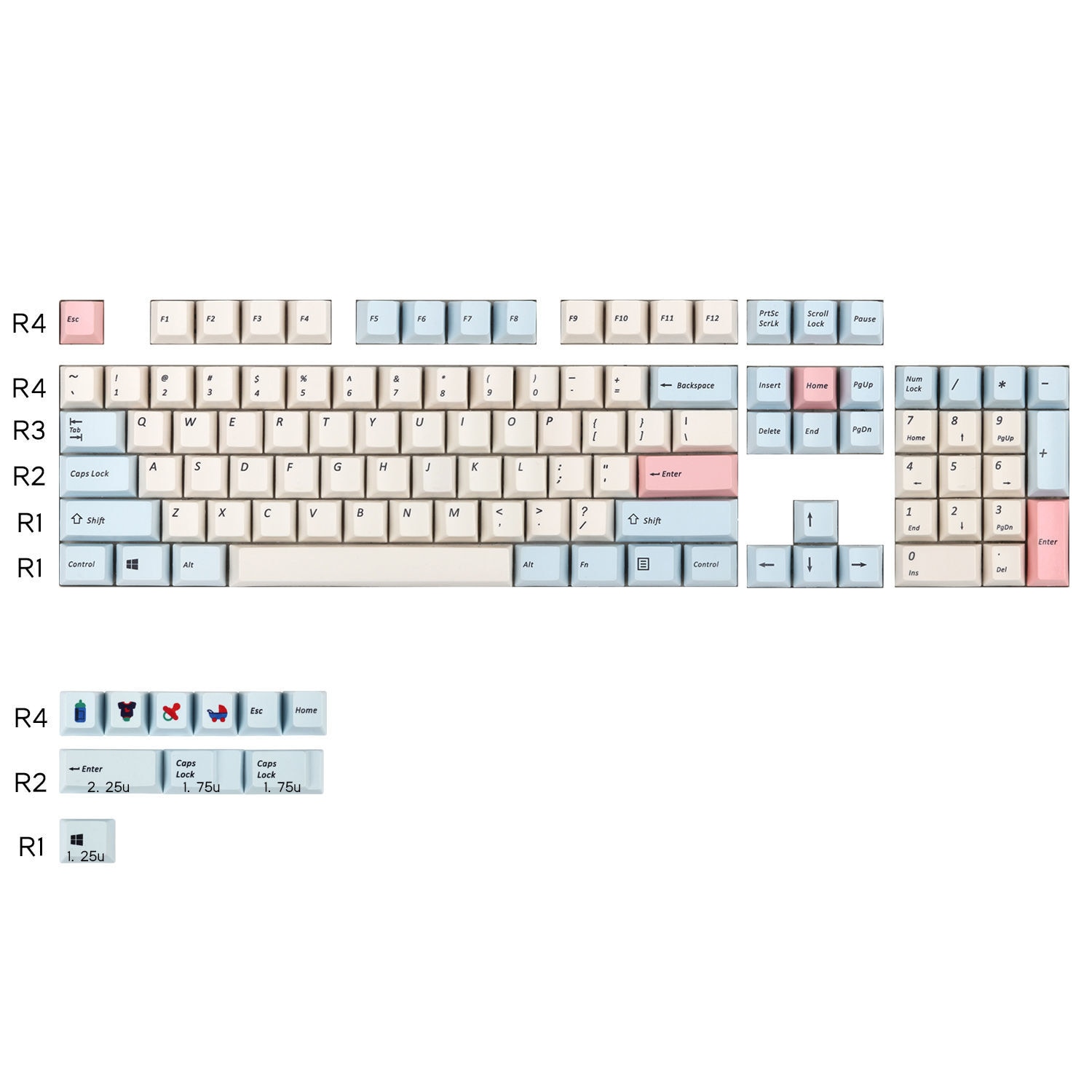 111 Key PBT Sublimation Cherry Height Keycap Cherr... – Grandado