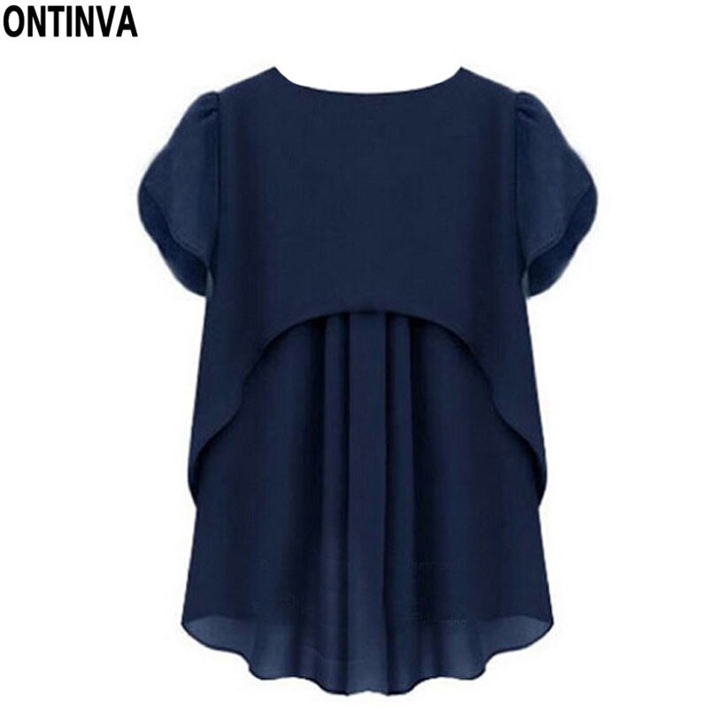 Plus Size Loose Chiffon Blouses for Women Navy Blu... – Vicedeal