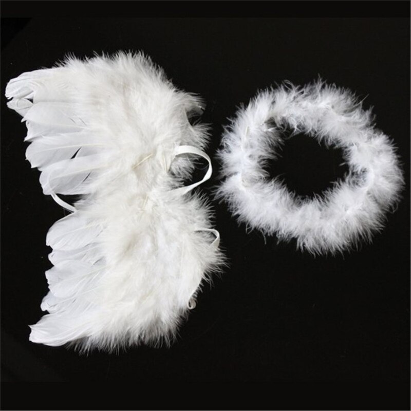 White Newborn Baby Full Moon Angel Feather Wings P... – Grandado