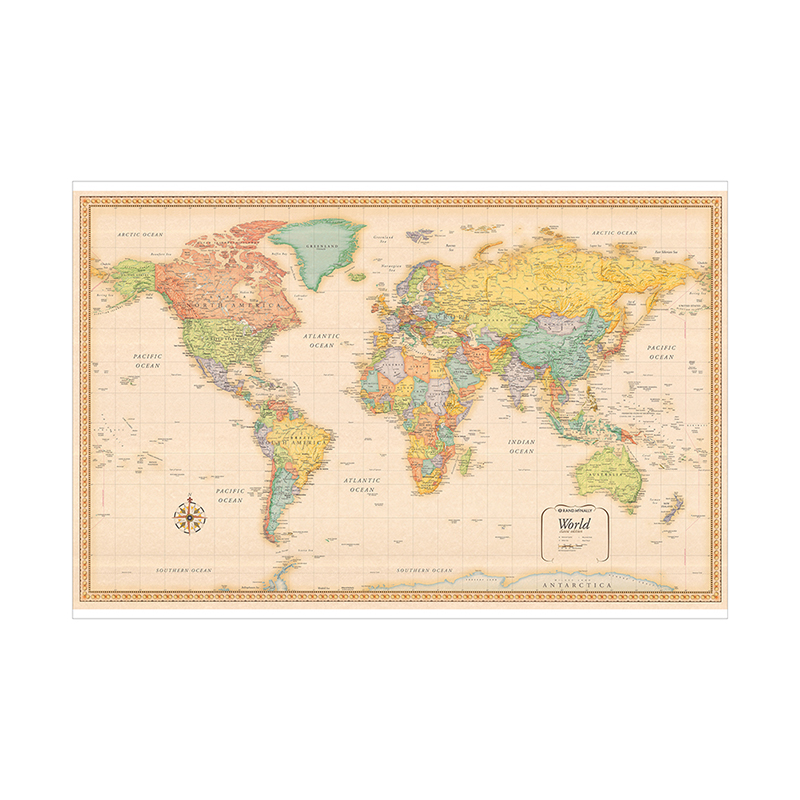100*70cm Vintage World Map Non-woven Canvas Painti... – Grandado