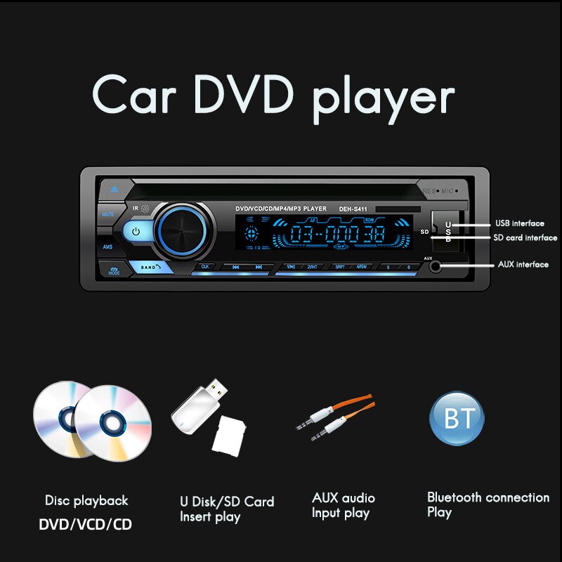 -Universal 1 Din Bluetooth Car Stereo MP3 Player A... – Grandado