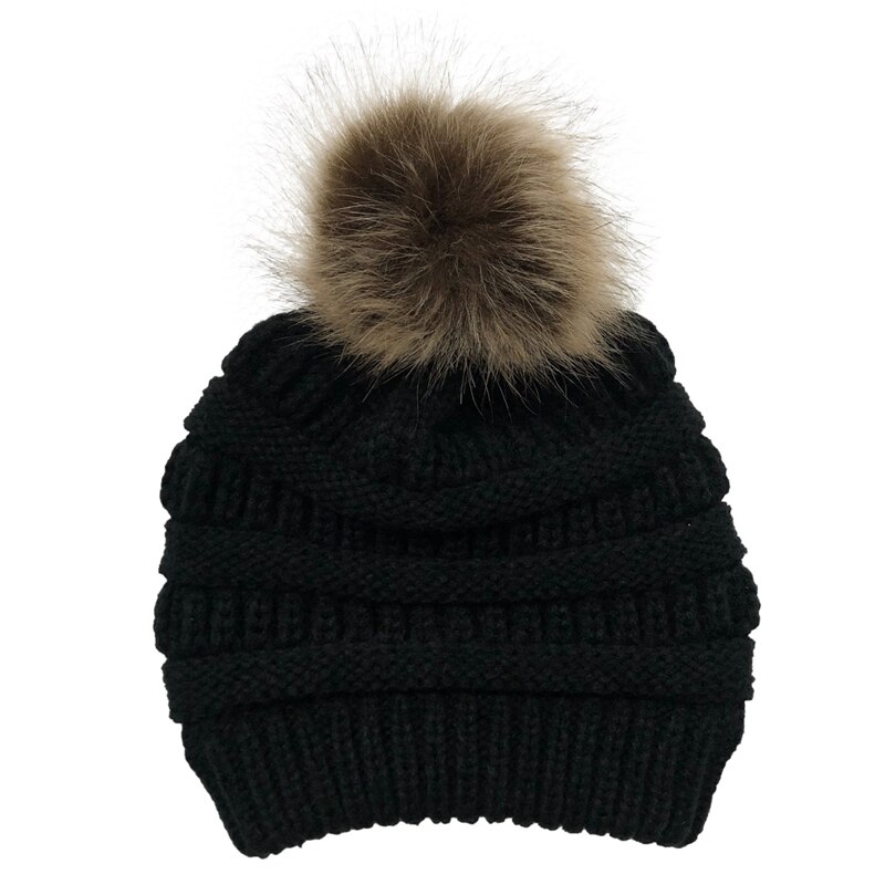 Bont Pompom Wol Winter Hoed Voor Vrouwen Meisje Ho... – Grandado