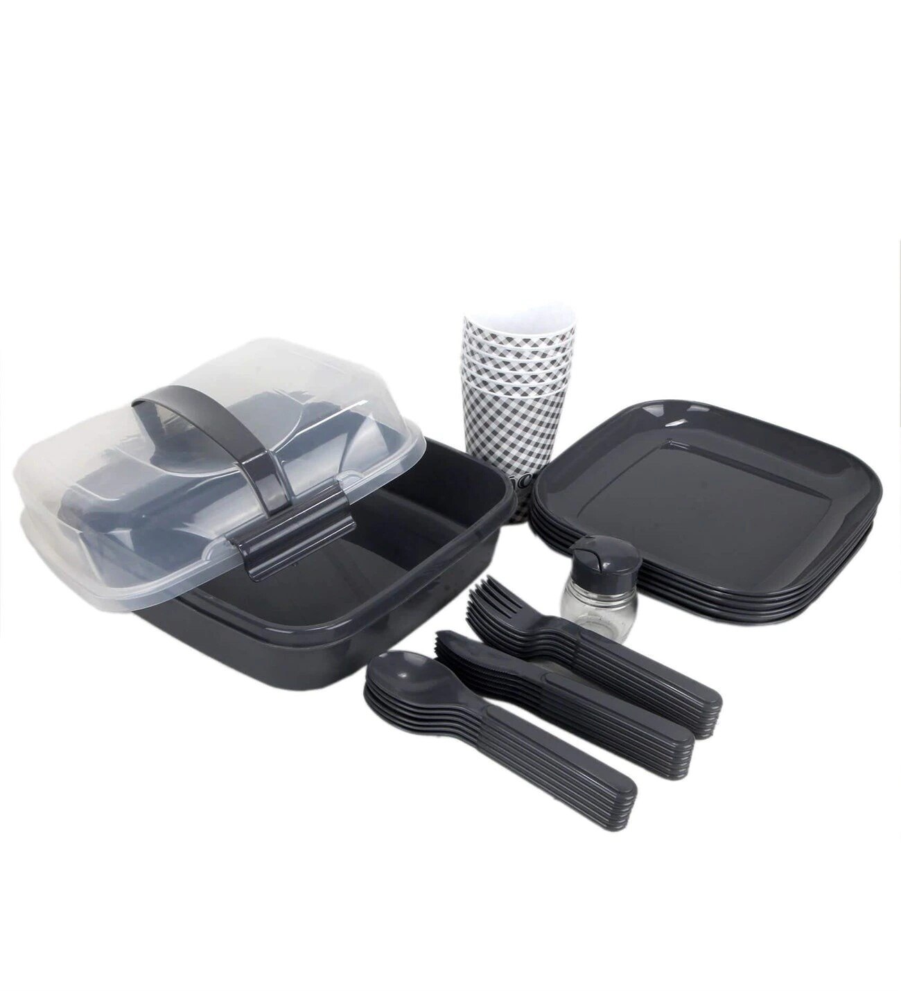 Bag 6 seater picnic set 33 piece Cutlery set Dish – Grandado