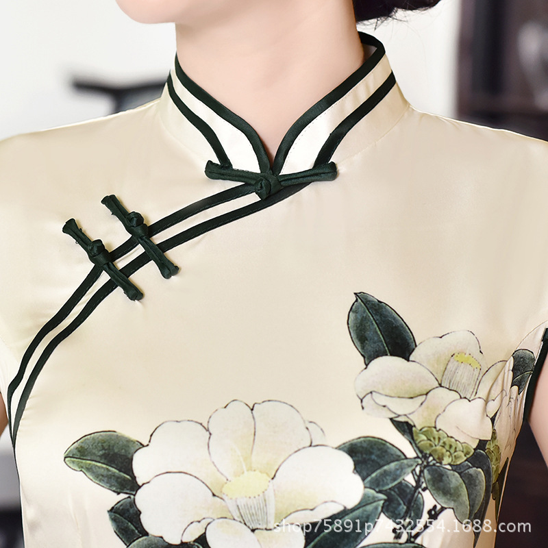 Plus Size 4XL Classic print Flowers Long Cheongsam... – Grandado