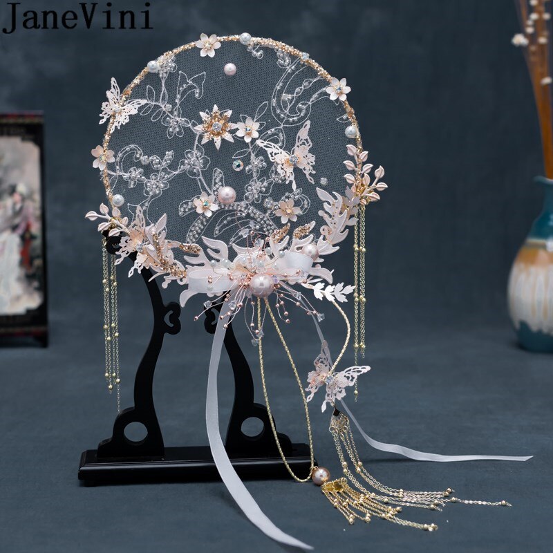 JaneVini Chinese Style Bridal Fan Wedding Bouquets... – Grandado