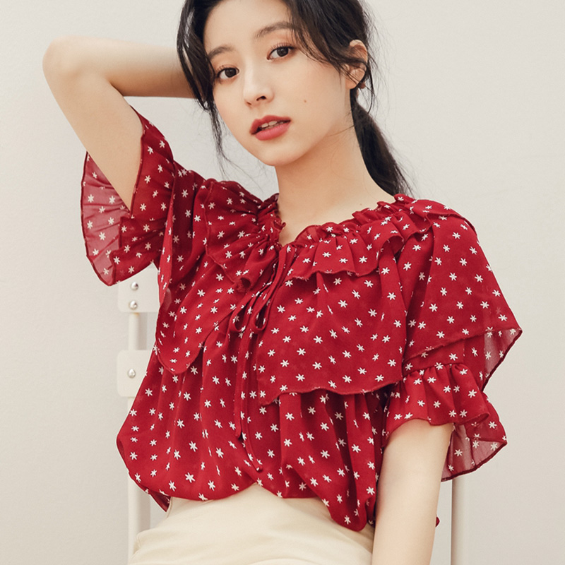 Garemay Women's Blouse With Short Sleeves With Ruf... – Grandado