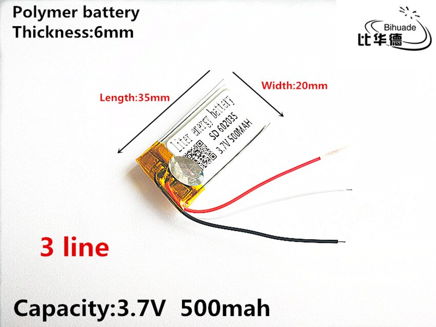 3 linjers god qulity 3.7v,500 mah ,602035 polymer ... – Grandado