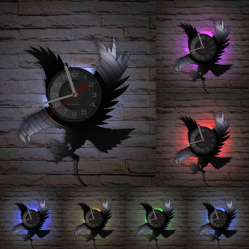 Flying Eagle Silhouette Wall Clock Tercel Wall Dec... – Grandado