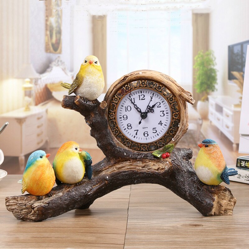EUROPEAN VINTAGE RESIN BIRD TABLE CLOCK DESK CLOCK... – Grandado