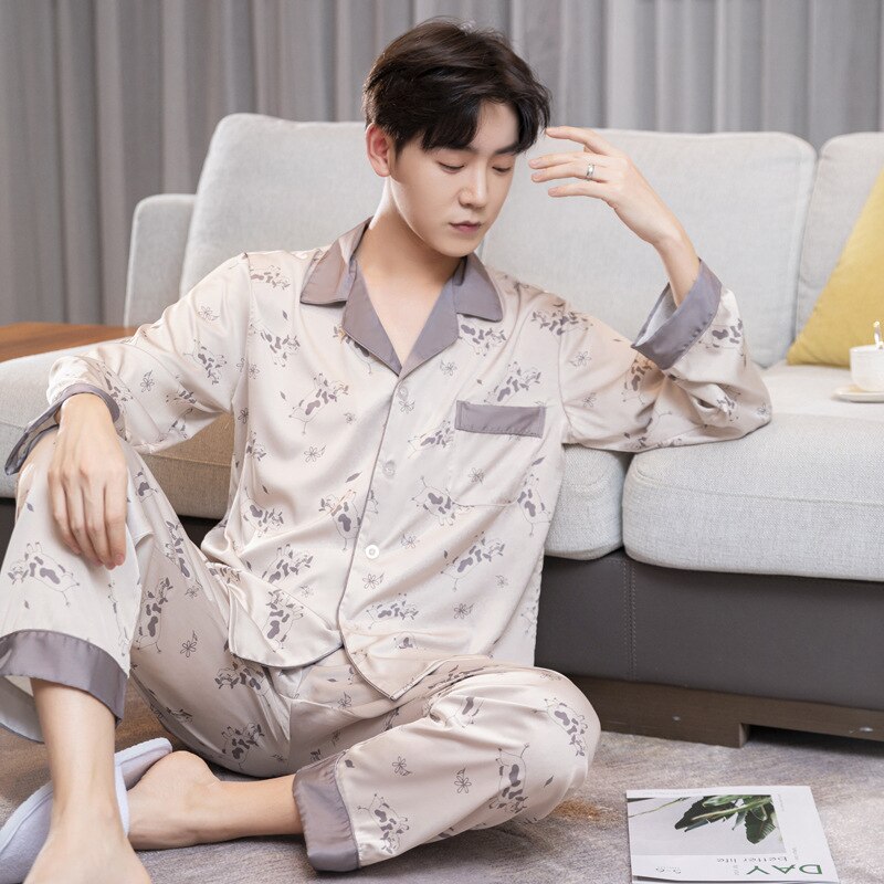 Voorjaar Mannen Pyjama Pak Plus Size Casual Ice Zi... – Grandado