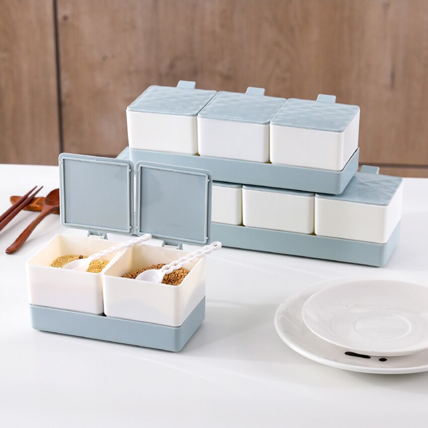 Plastic Seasoning Jar Set Kitchen Condiment Box Cr... – Vicedeal