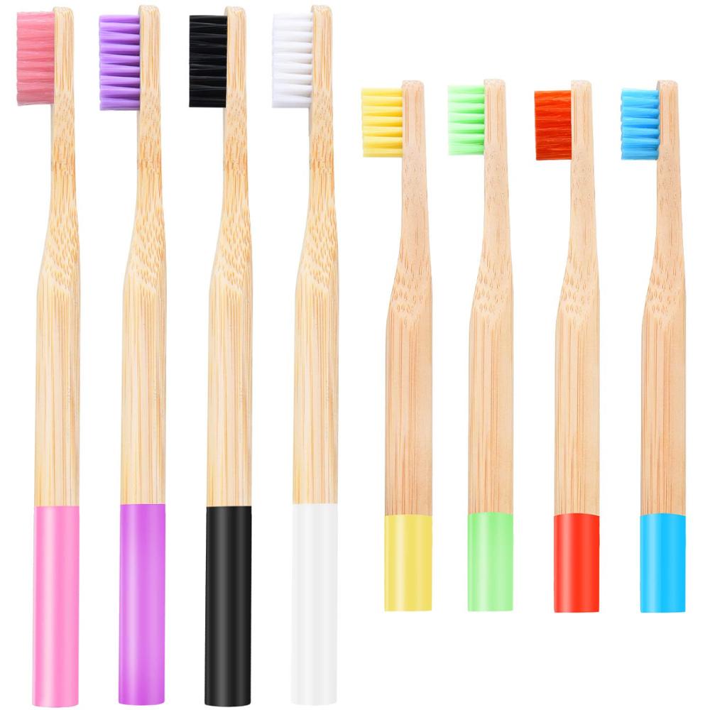 8 natural bamboo toothbrushes, adult and child com... – Grandado