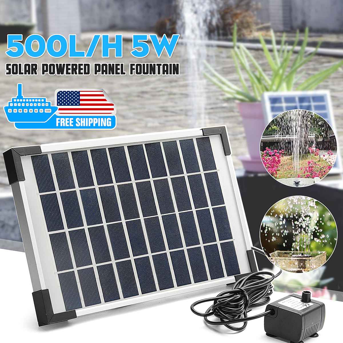 5W Solar Powered Garden Fountain Pump Solar Garden... – Grandado