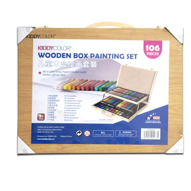 Wooden box painting set of 106 pieces children's s... – Grandado