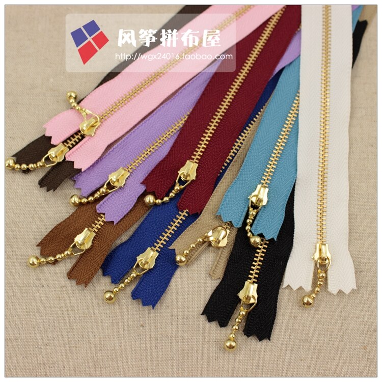 Ykk3 metal zipper classic zip bags gold 40cm long – Grandado