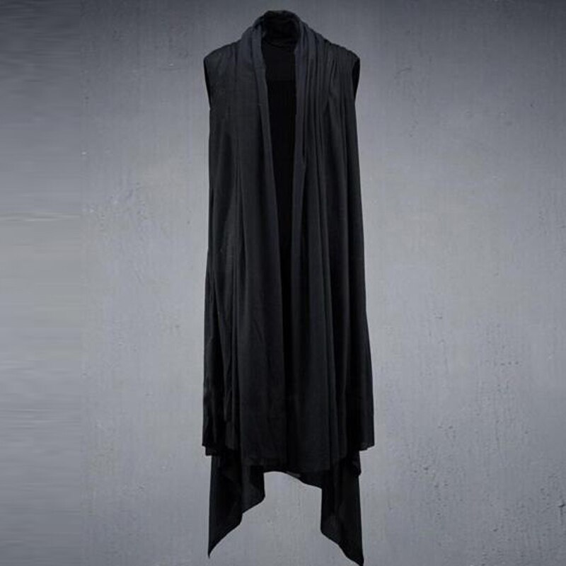 Men nightclub singer punk oversize long vest cloak... – Grandado