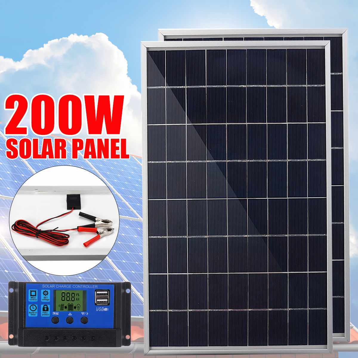 200W/100W 18V Solar Panel Fast-Charing Solar Cells... – Grandado