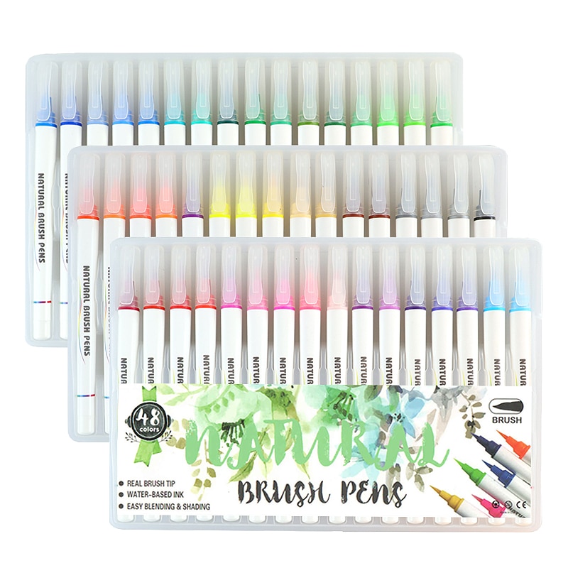 48 farben Kunst Marker Pinsel Stifte Set Aquarell ... – Vicedeal