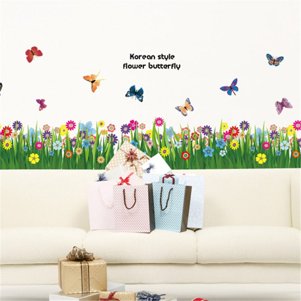 Flower Skirting Line Floral Wall Decals PVC Wall S... – Grandado