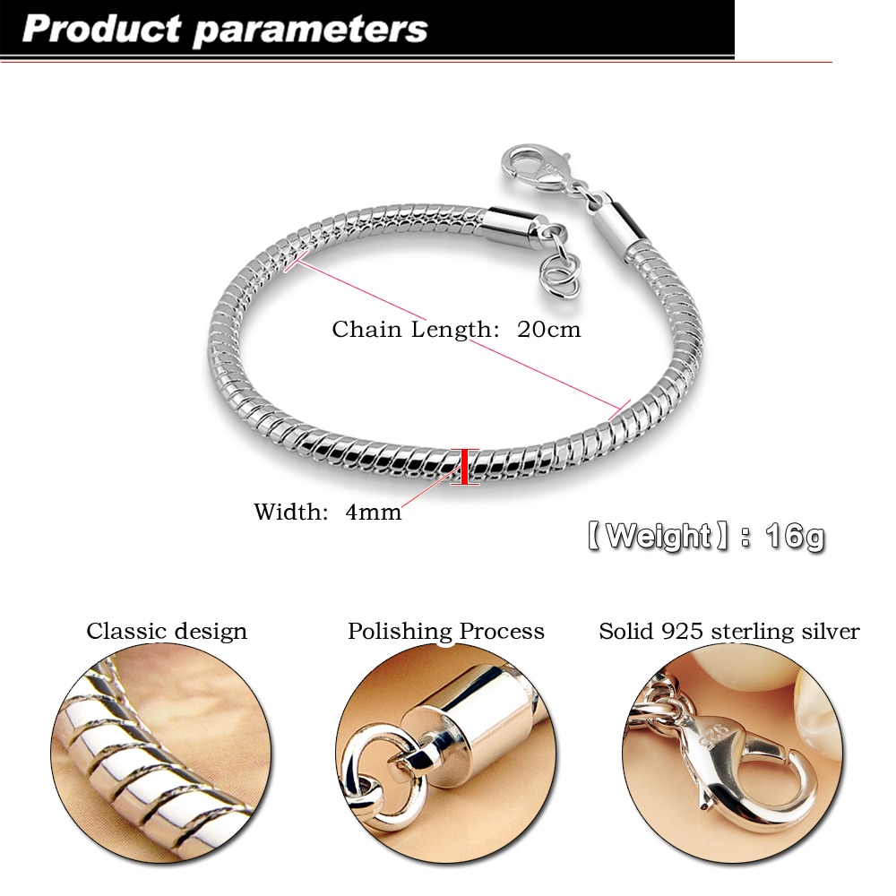 Man sterling silver bracelets 925 pure silver 4 mm... – Grandado