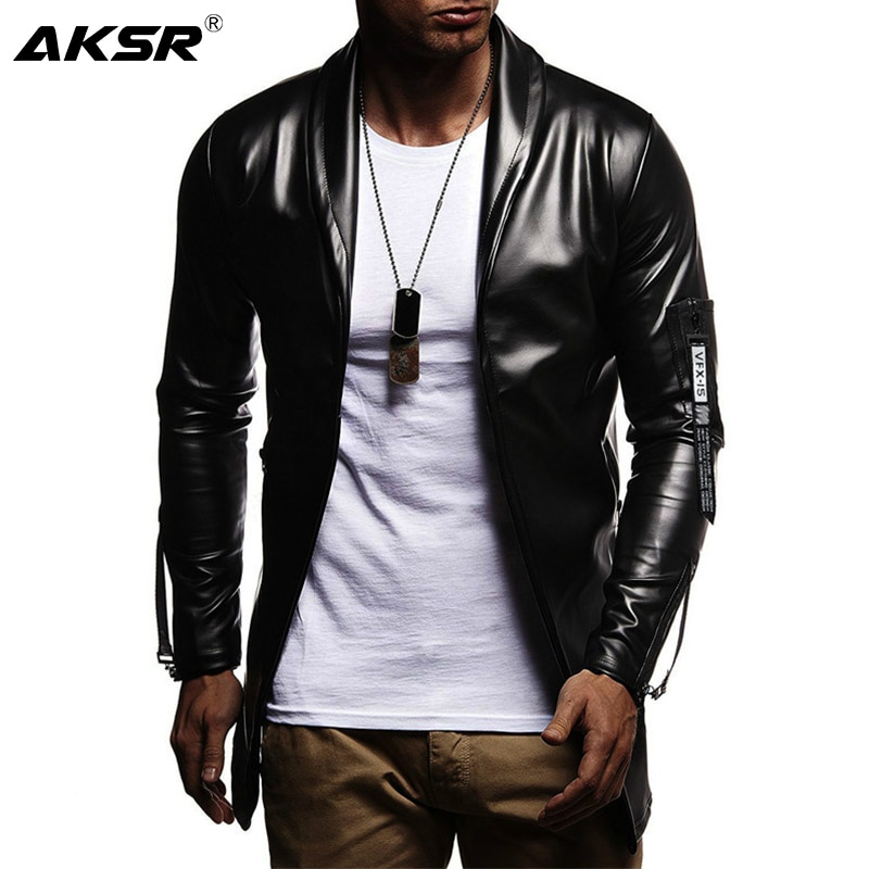 Aksr Mannen Mode Leren Jas Jas Casual Jas Lange Mo... – Vicedeal