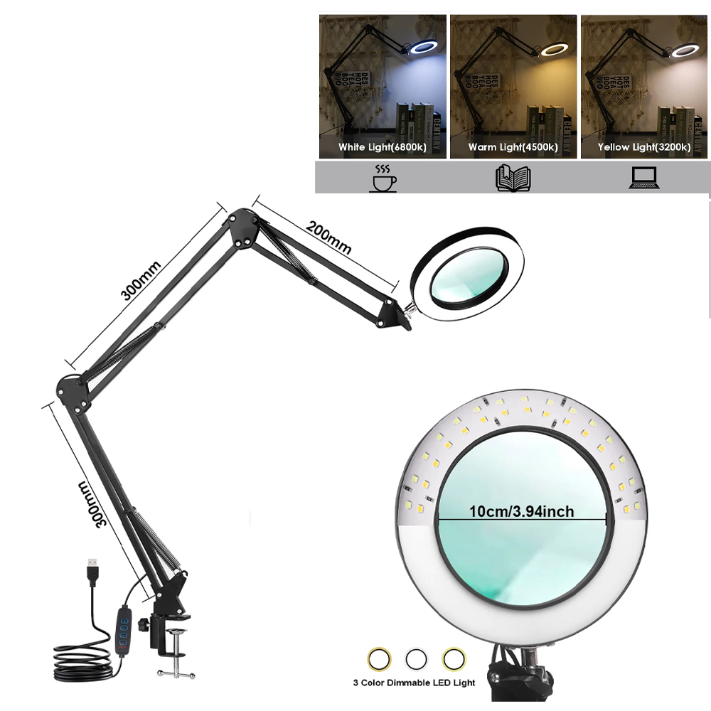 LED Workbench Lamp: Stepless Dimming + 3 Color Tem... – Grandado