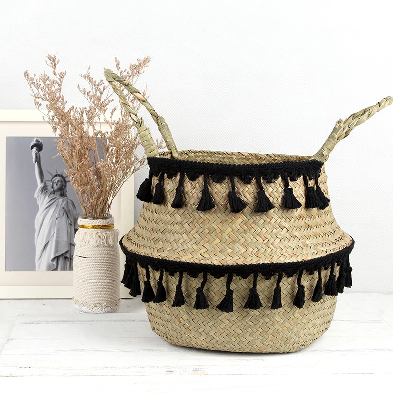 Boho Decor Wicker Baskets Storage Handmade tassels... – Grandado