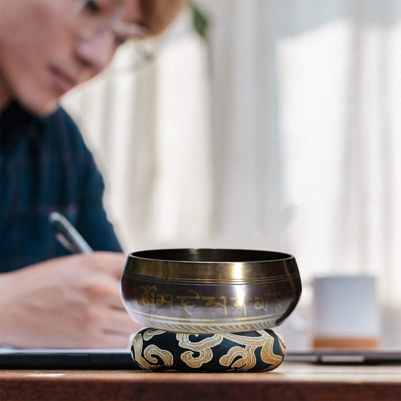 Tibetan Singing Bowl Set with Dual-End Stroker Cus... – Grandado