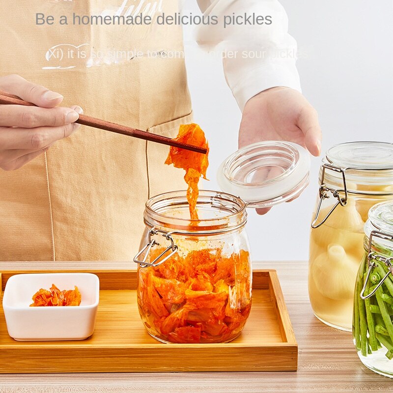 Thickened glass sealed jar transparent buckle tea ... – Grandado