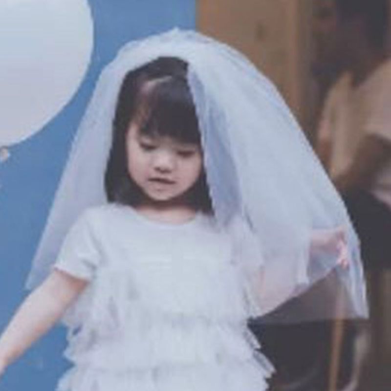 Two-Layer Kids Flower Girl Wedding Veils Solid Col... – Grandado