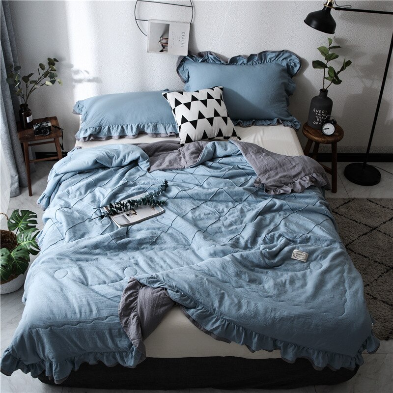 FAMIFUN Bedding Solid Thin Summer Quilt Blankets S... – Vicedeal