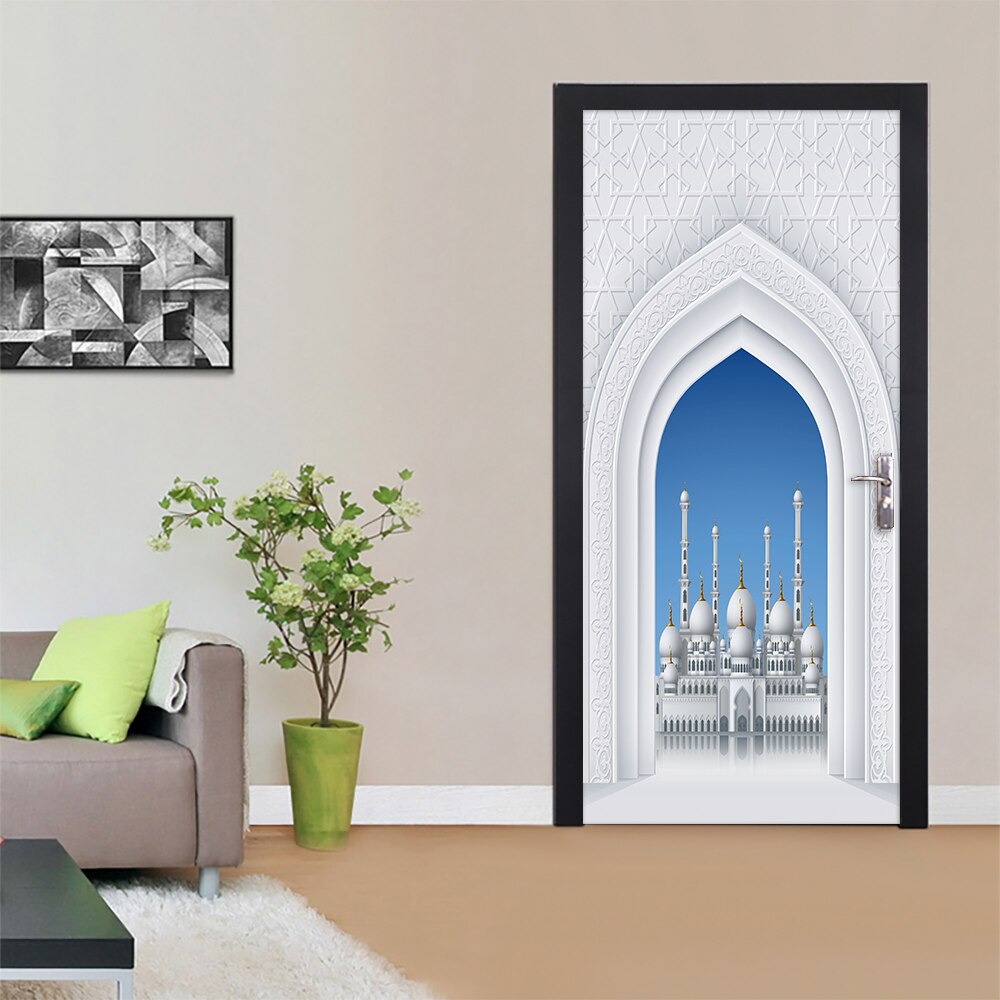 White Palace Great Mosque of Mecca DIY Door Sticke... – Grandado