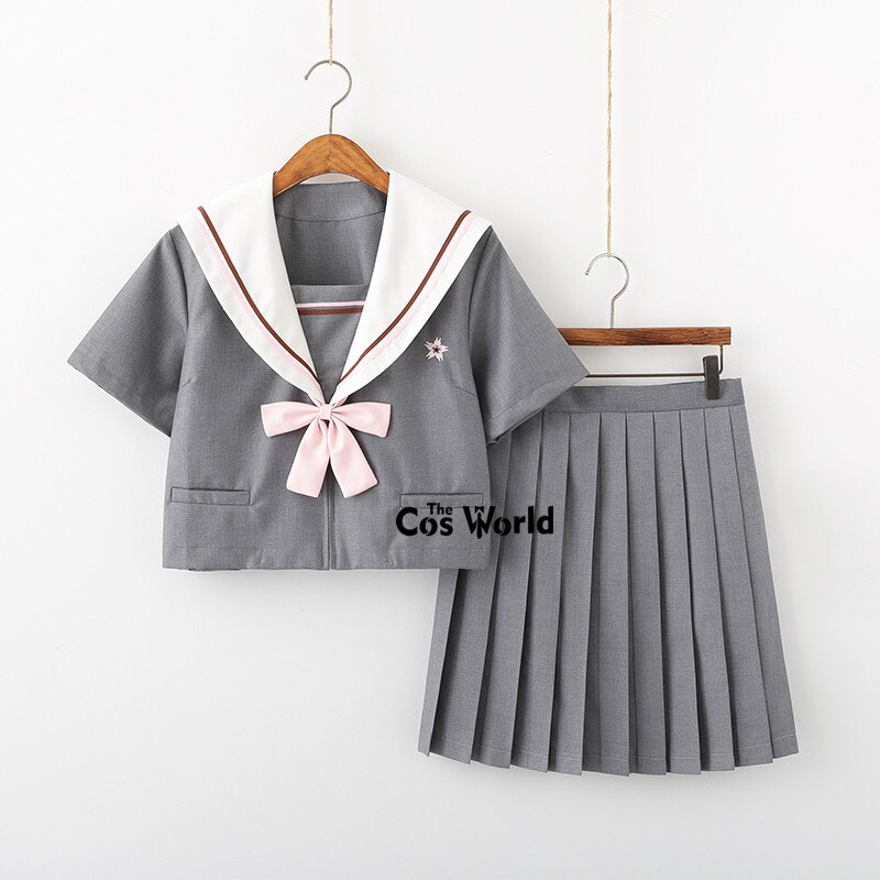 [Mount Sakura] Gray Summer Navy Sailor Suit Tops S... – Vicedeal