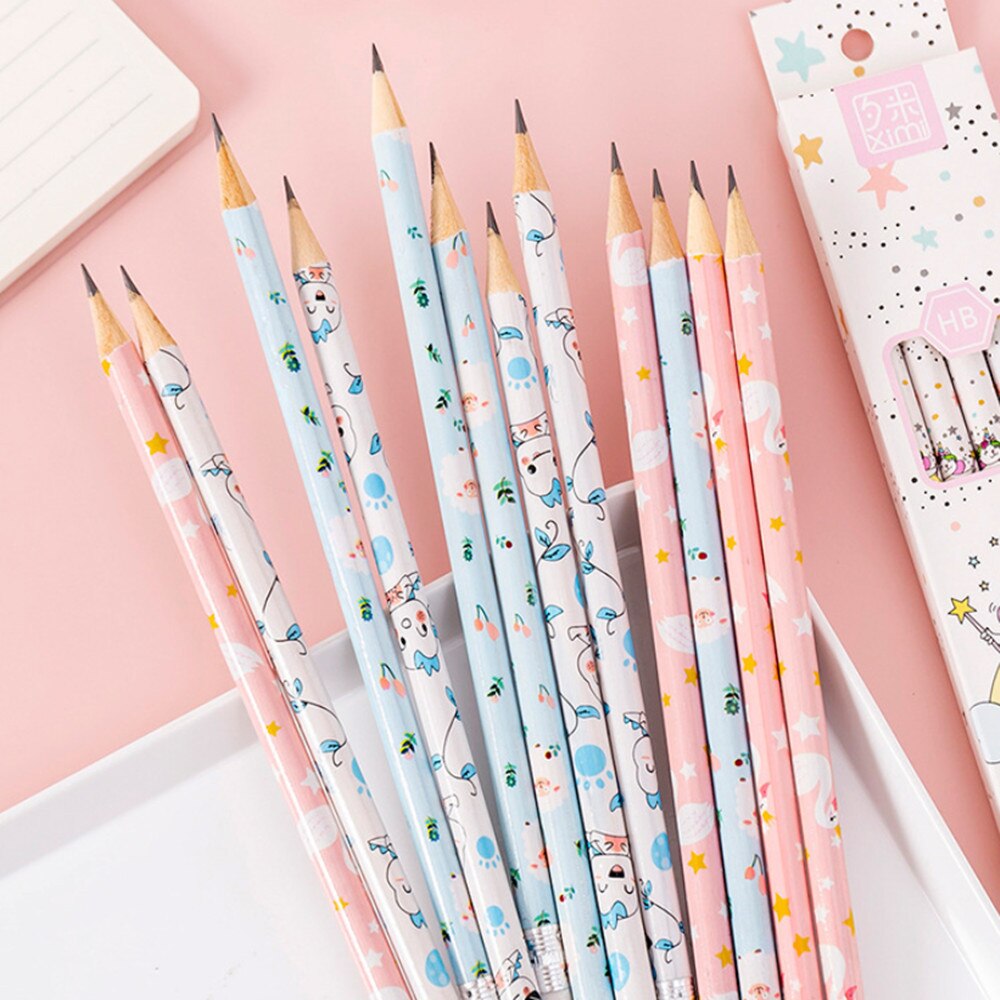6-12pcs Cute Cartoon Pencils with Erasers HB Lead ... – Vicedeal