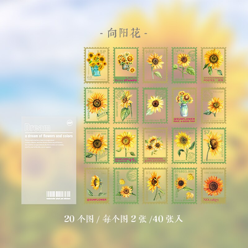 40pcs PET transparent Flowers Stamp Sticker aesthe... – Grandado