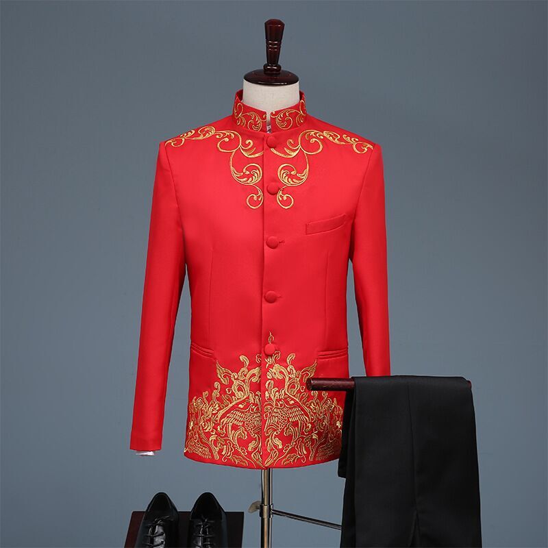 Men Stylish Floral Patter2 Sets Suits Stage Singer... – Grandado