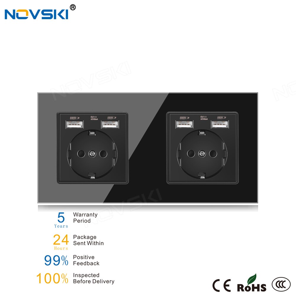 Novski 16A Schuko F Stopcontact Dubbele Frame Crys... – Vicedeal