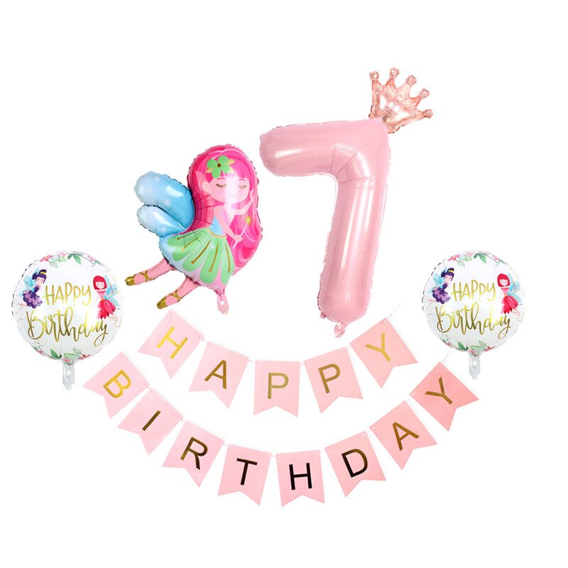 Cartoon Fairy Foil Balloons Pink Pixie Ballon Bann... – Grandado