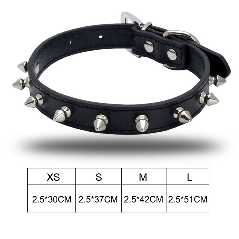 Punk Spiked Pet Dog Collar PU Leather Rivet Studde... – Grandado