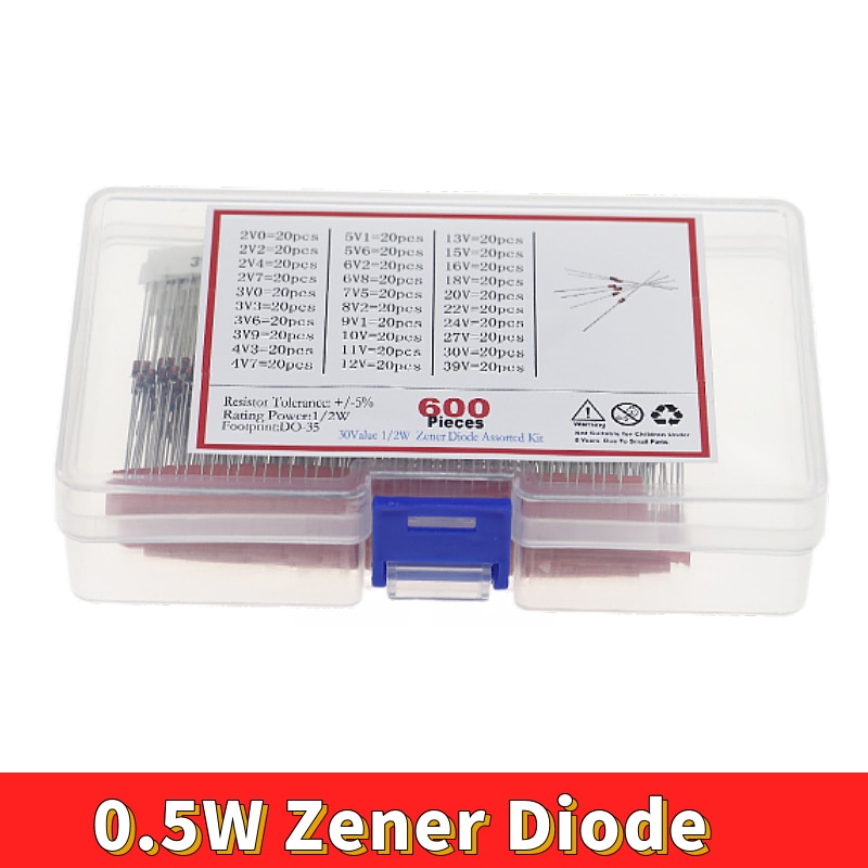 600Pcs 2V - 39V 30 Waarden 1/2W 0.5W Zenerdiode Ge... – LovingPrices