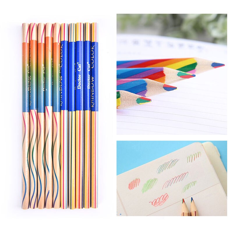 10pcs/pack 4 Color Concentric Rainbow Pencil Crayo... – Grandado