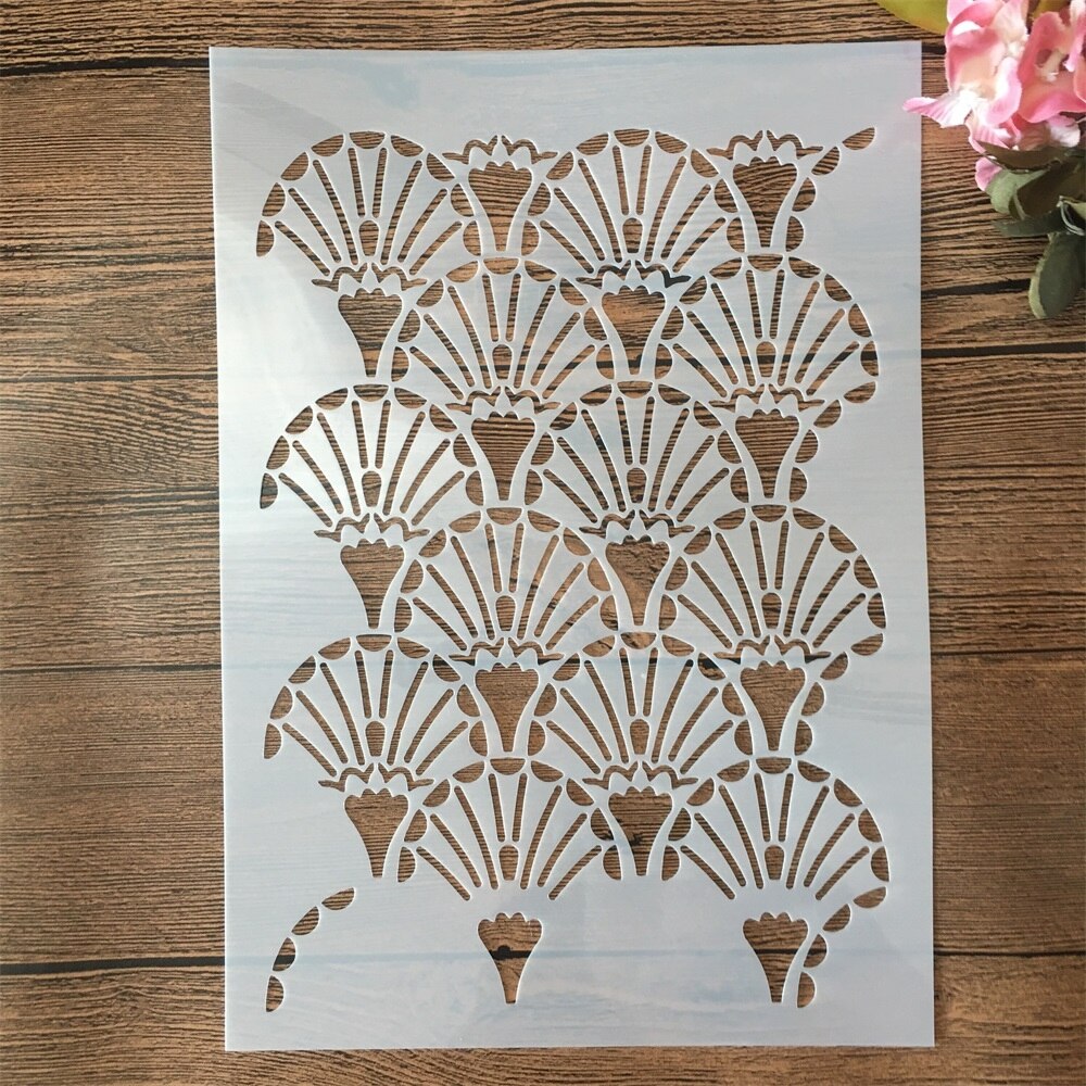 A4 29cm Japanese Fan DIY Layering Stencils Wall Pa... – Grandado