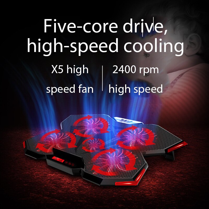 Laptop cooler cooling pad with 5pcs Fans LED Scree... – Grandado