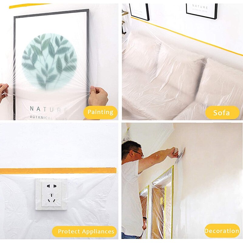 ! 4 Pcs Plastic Dust Sheets Roll 0.55 X 20M Pre-Ta... – Vicedeal