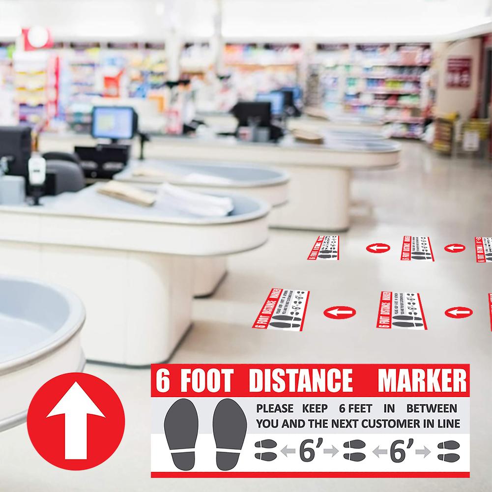 6 Feet Social Distance Marker Floor Sign Stickers ... – Grandado