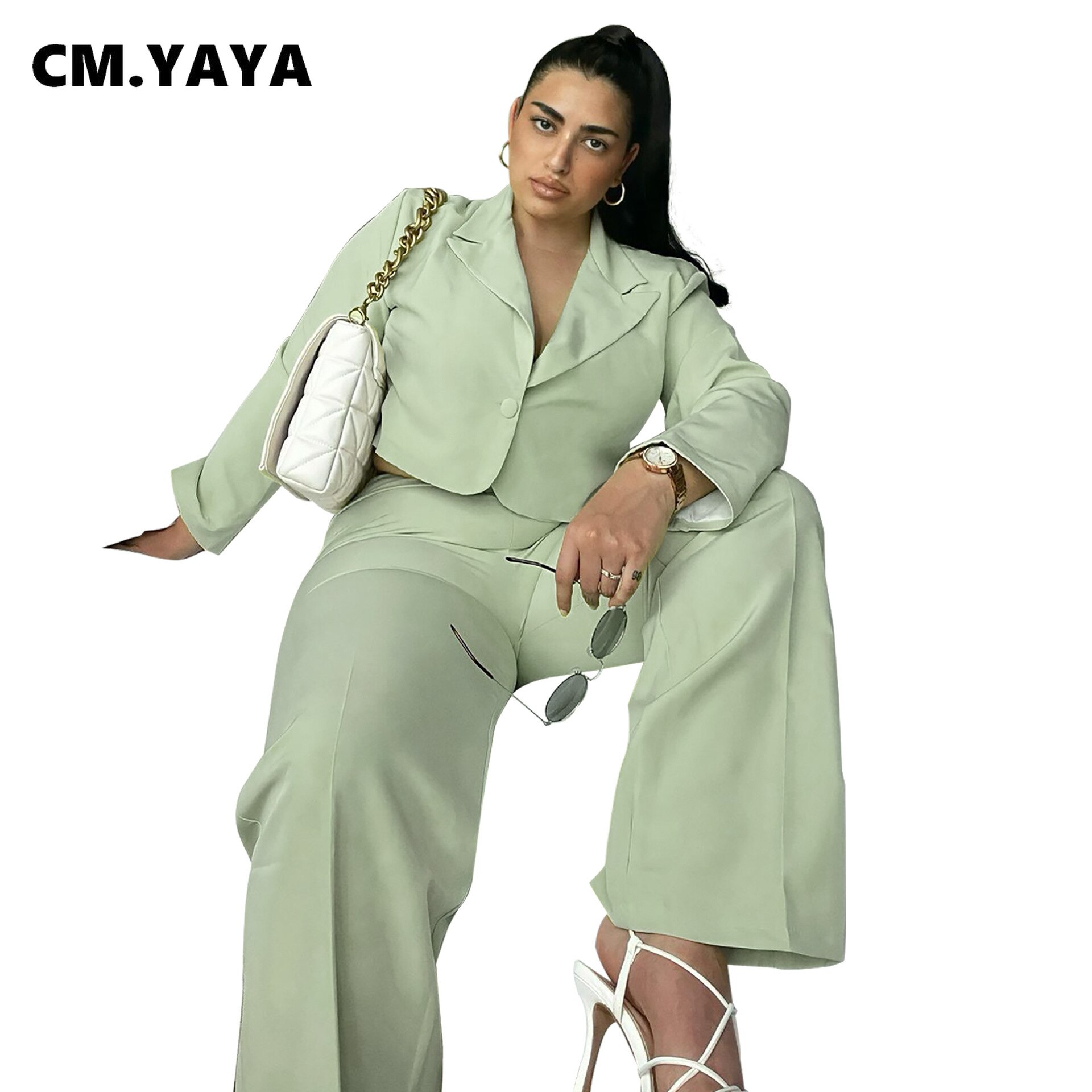 Cm. Yaya Vrouwen Plus Size Set Solid Volledige Mou... – Grandado